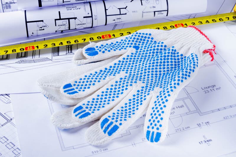 Builder S Tools on the Scheme of the House. Preparing To Build a House ...