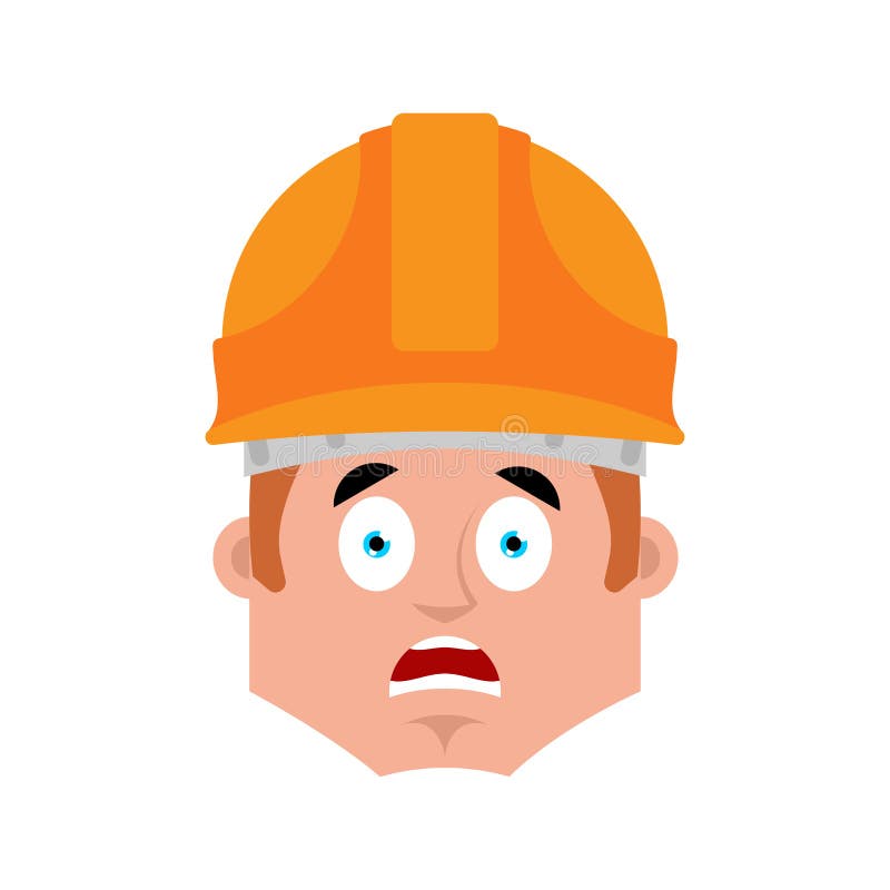 Builder Scared Emotion Avatar. Worker in Protective Helmets Fear Stock ...