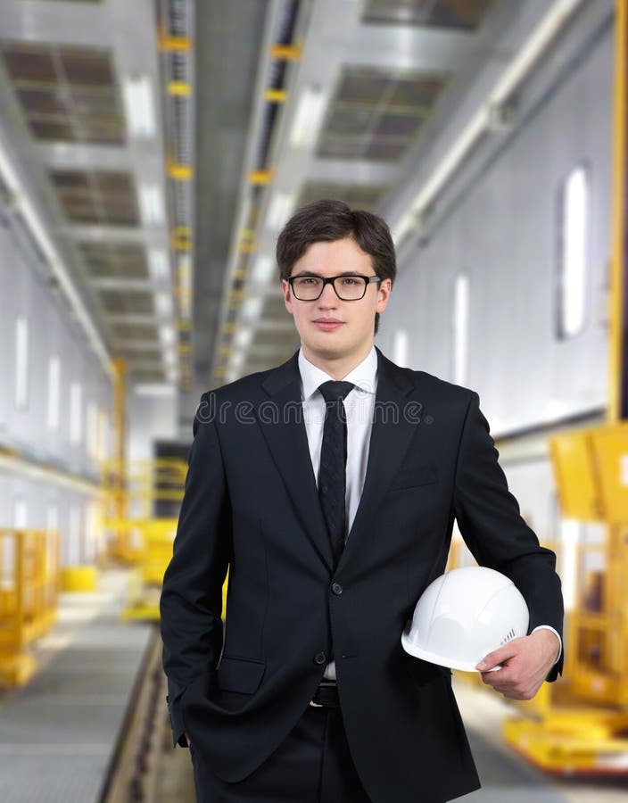Builder Standing on Factory Stock Photo - Image of executive ...
