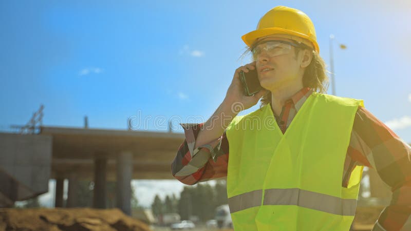 Builder Talking by Smartphone Stock Photo - Image of contractor ...