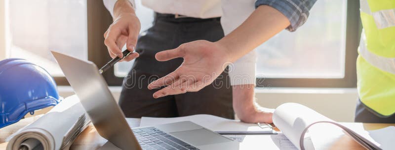 Builder Team, Hand of Asian, Caucasian Young Engineer, Architect Two ...