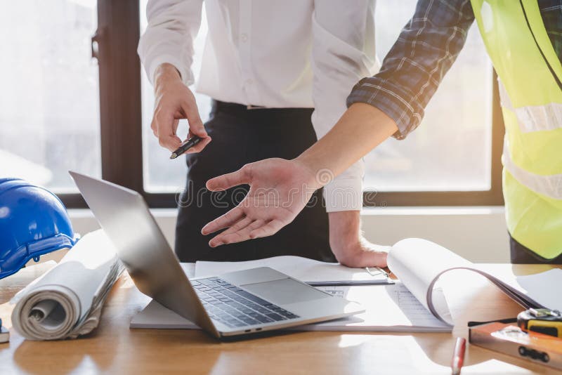 Builder Team, Hand of Asian, Caucasian Young Engineer, Architect Two ...