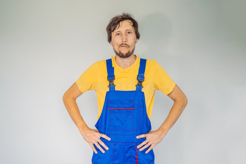 Builder Thinking. Man in Builder Uniform Pondered. Portrait of Builder ...