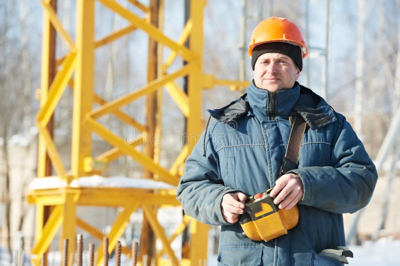 Builder with Tower Crane Remote Control Equipment Stock Image - Image ...