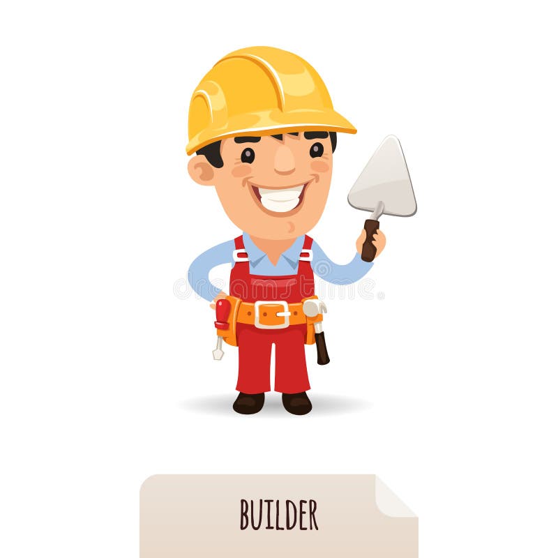 The Builder Mascot Logo Cartoon. Stock Vector - Illustration of human ...