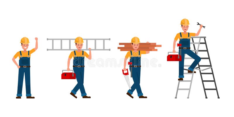 Builder Vector Character Design No6 Stock Vector - Illustration of ...