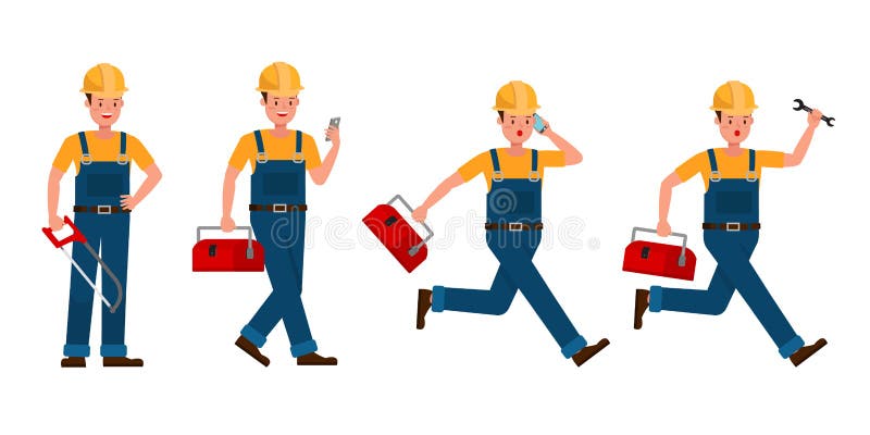 Builder Vector Character Design No3 Stock Vector - Illustration of work ...