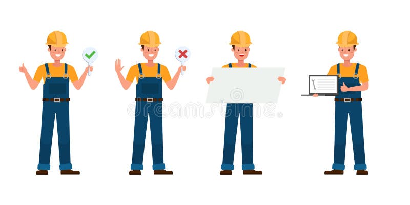 Builder Vector Character Design No4 Stock Vector - Illustration of male ...