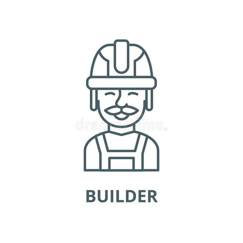 Builder Vector Line Icon, Linear Concept, Outline Sign, Symbol Stock ...