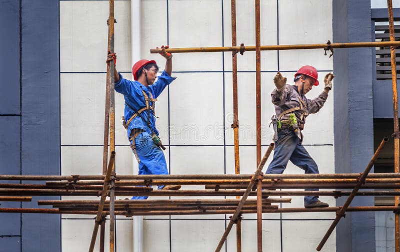 A Builder Walking on a Scaffolding Editorial Image - Image of people ...