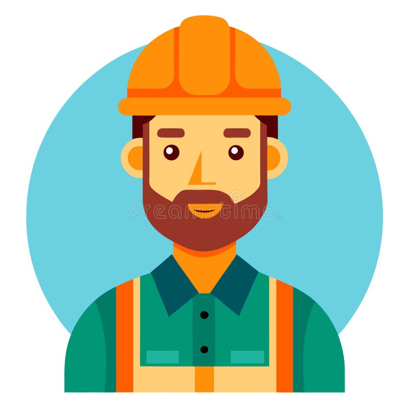 Builder Wearing Hard Hat Looks Happy Stock Vector - Illustration of ...