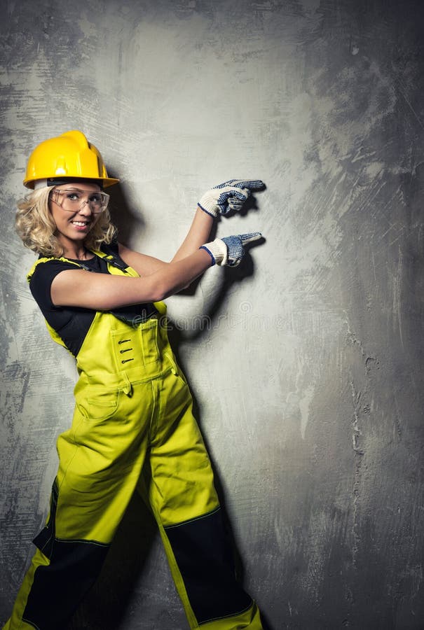 Builder woman stock image. Image of gesturing, built - 31306927