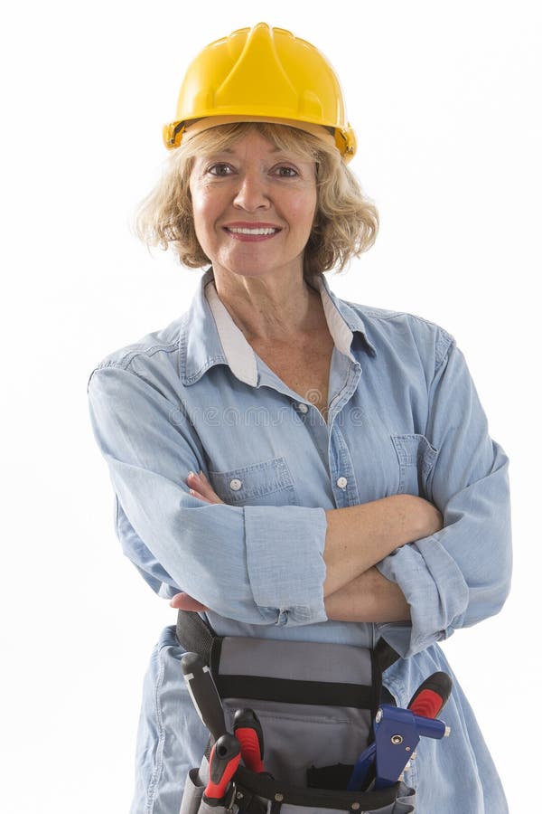 Builder woman stock photo. Image of install, construction - 61456434