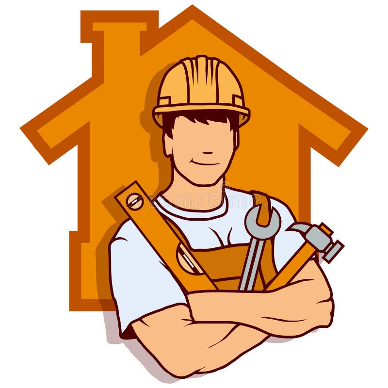 Builder Worker, Building Service Logo, Builder Company Emblem, Vector ...