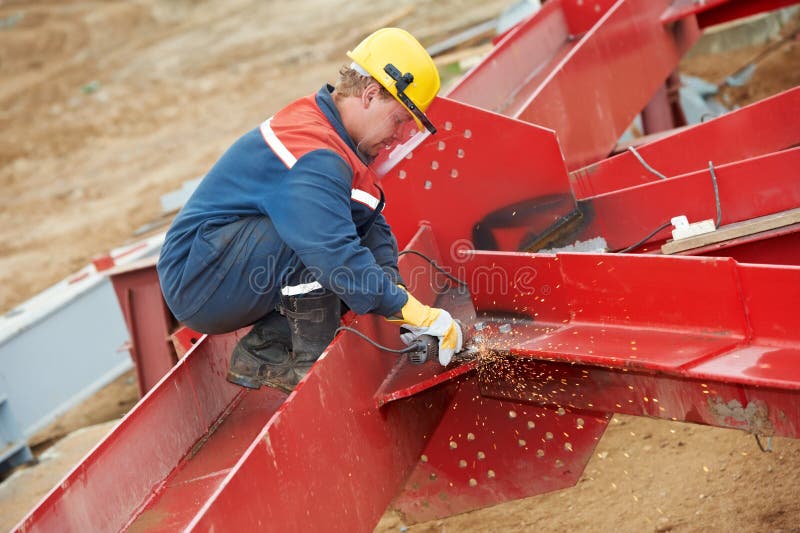 Builder Worker at Construction Site Stock Photo - Image of glass, power ...