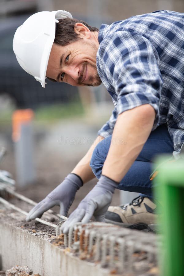 Builder Worker at Construction Site Stock Photo - Image of mounter ...