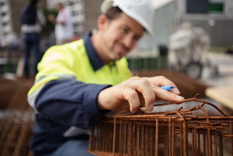 Builder Worker Installing Binding Wires Stock Image - Image of bars ...