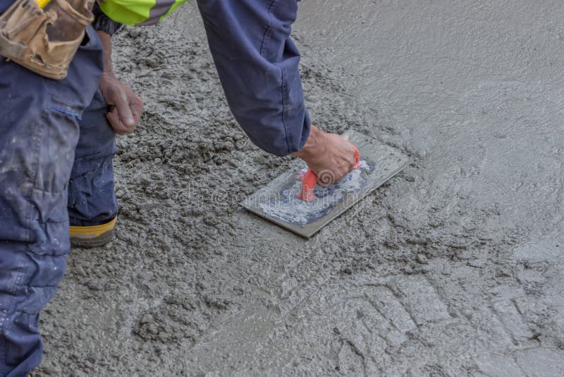 Builder Worker Using Trowel Stock Image - Image of constructing ...