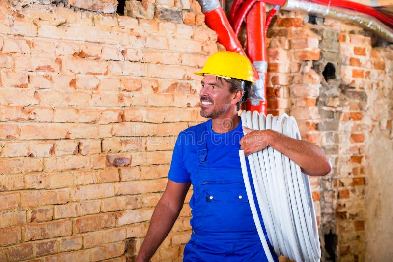 Builder Working on Construction Site Stock Image - Image of site ...