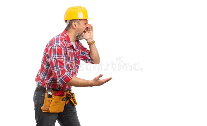 Foreman in Yelling in Torn Paper Stock Photo - Image of workwear, work ...