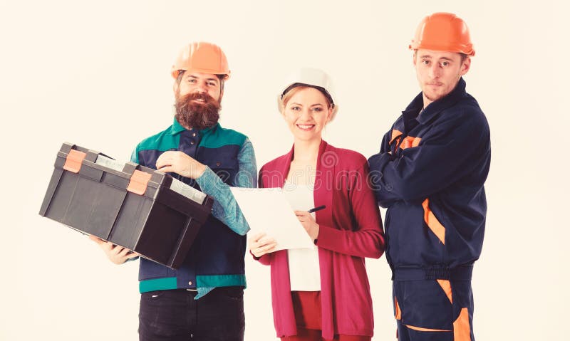 Builders and Engineer Work Together. Management Concept Stock Image ...