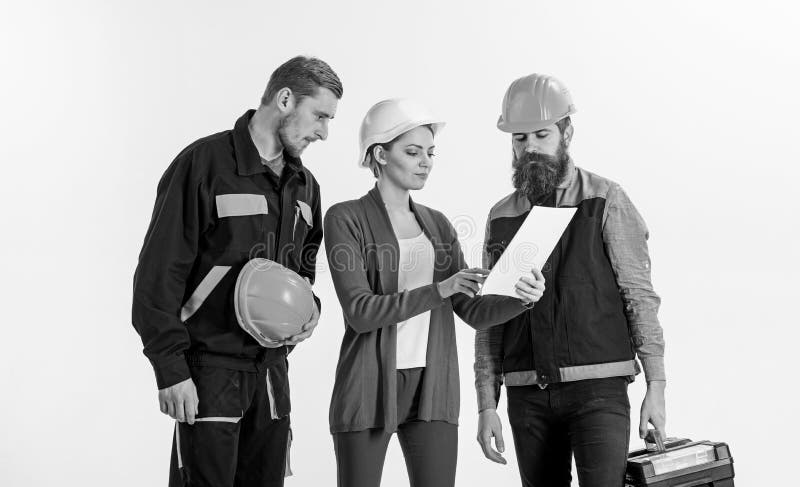 Builders and Engineer Work Together. Management Concept Stock Image ...