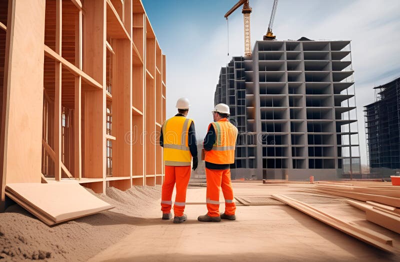 Builders and Engineers Working As Team on Construction Site Discuss ...