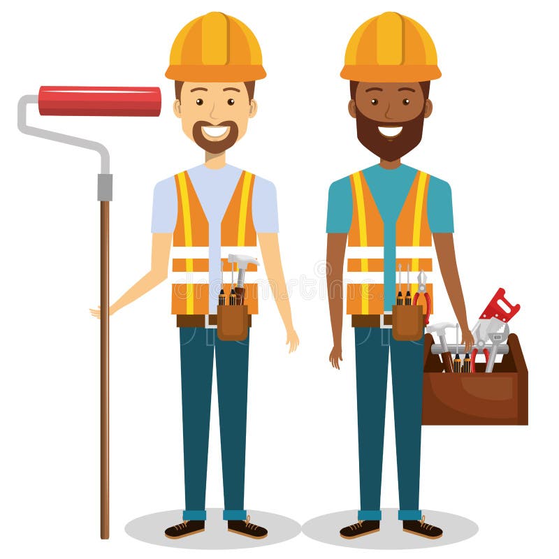 Builders Group Avatars Characters Stock Illustration - Illustration of ...