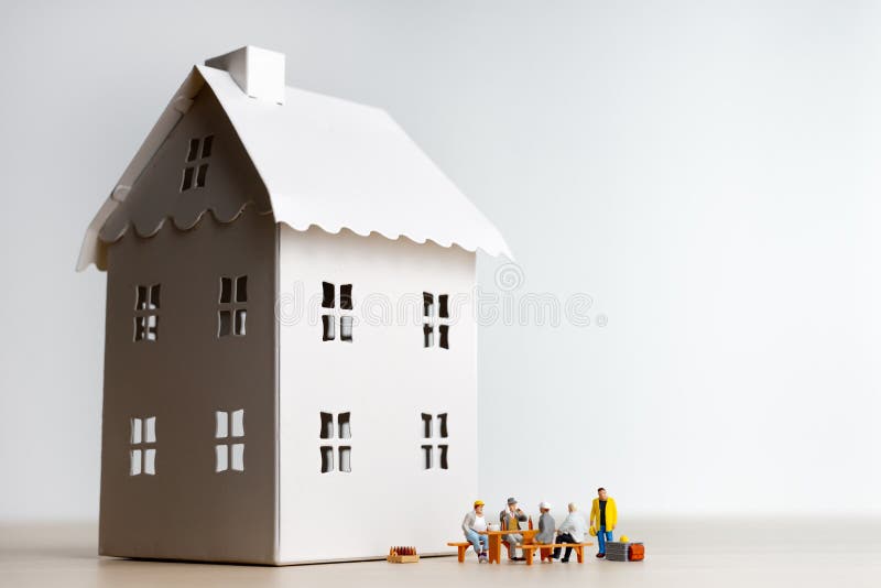 Builders Having Break at Construction Site Stock Image - Image of ...