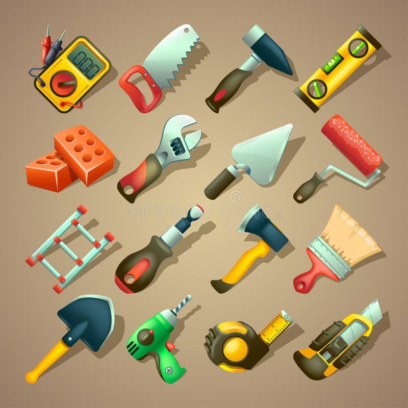 Builders icons 2 stock vector. Illustration of hammer - 55700988