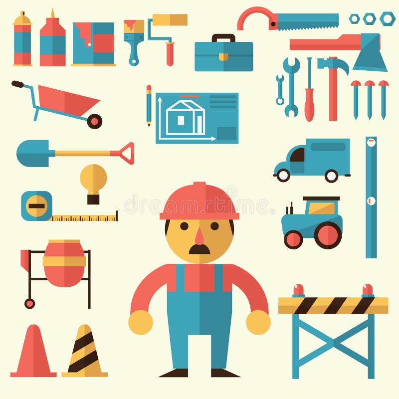Builders icons set stock illustration. Illustration of person - 55414673