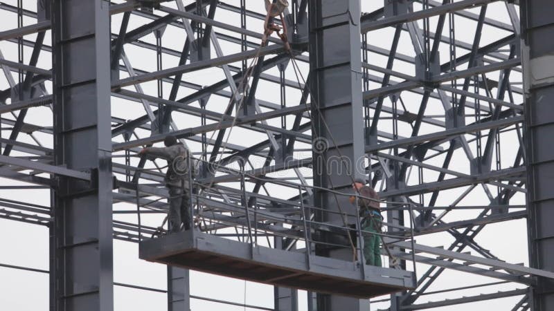 Builders Paint the Metal Structure of the Building from a Pulverizer ...