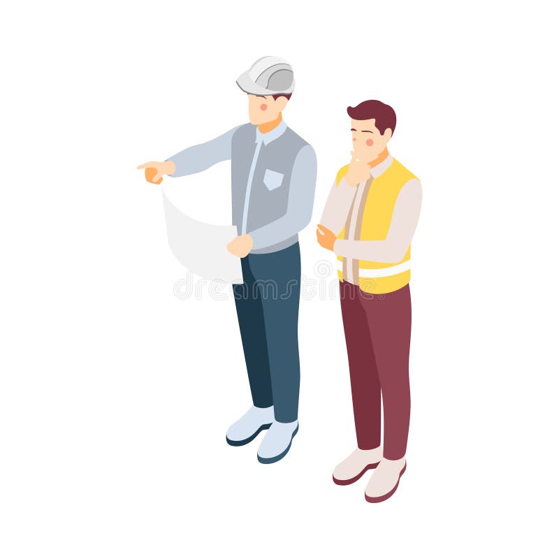 Builders with Plan Composition Stock Vector - Illustration of engineer, board: 237605578