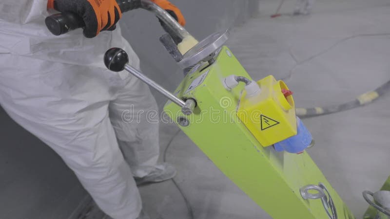 The Process of Creating a Concrete Floor in a Parking Lot. Standers in ...