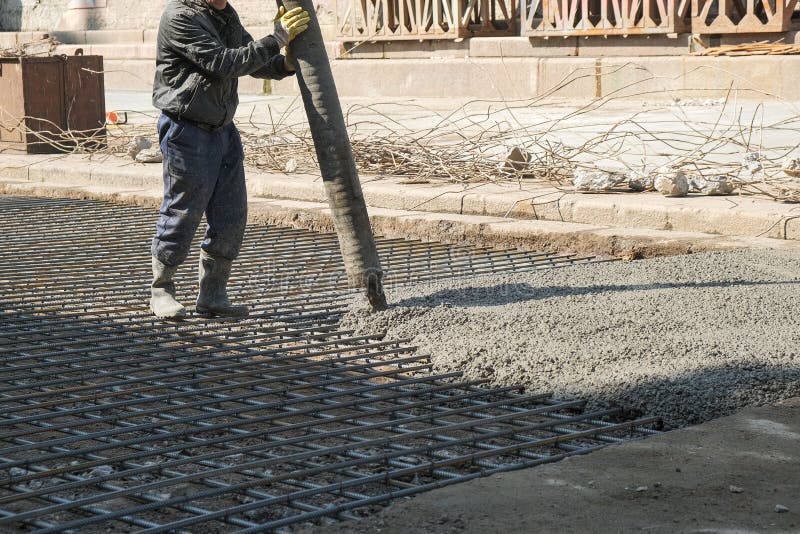 Builders Poured Concrete at the Construction Site Stock Image - Image ...