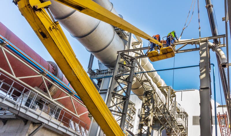 Builders are Reconstructing the Factory.Builders Working Install Pipe ...