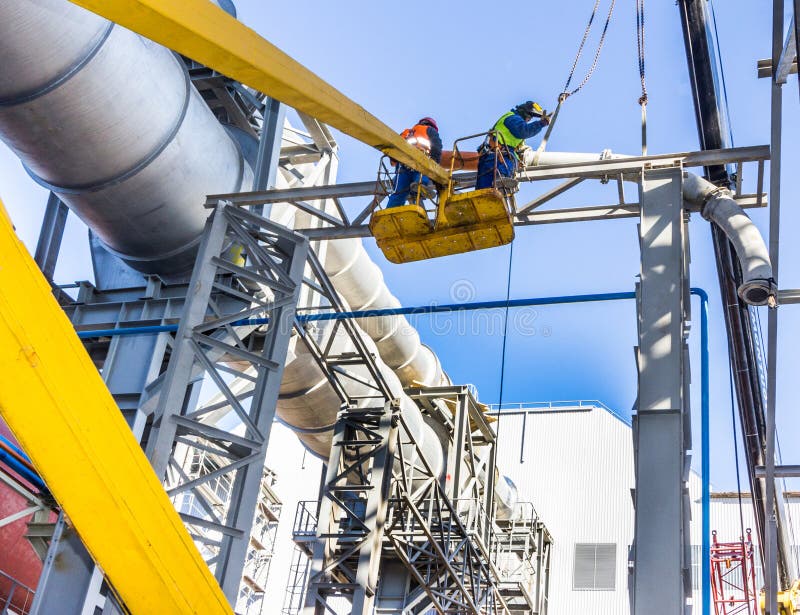 Builders are Reconstructing the Factory.Builders Working Install Pipe ...