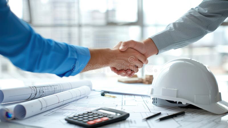 The Builders Shaking Hands.AI Generated Image Stock Photo - Image of ...
