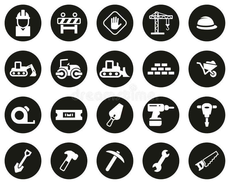 Builders Site or Construction Site Icons Thin Line Set Big Stock Vector - Illustration of ...