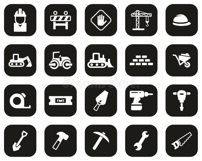 Builders Site or Construction Site Icons Thin Line Vector Illustration ...