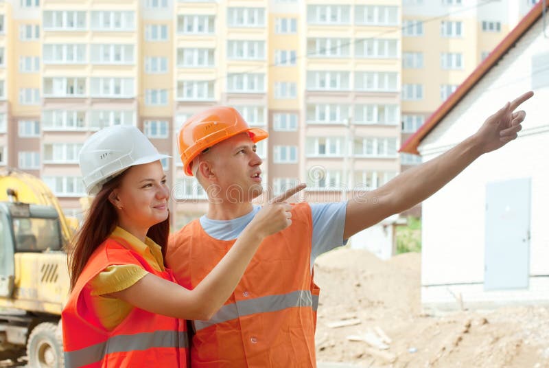 Builders Standing at Building Site Stock Photo - Image of foreman ...