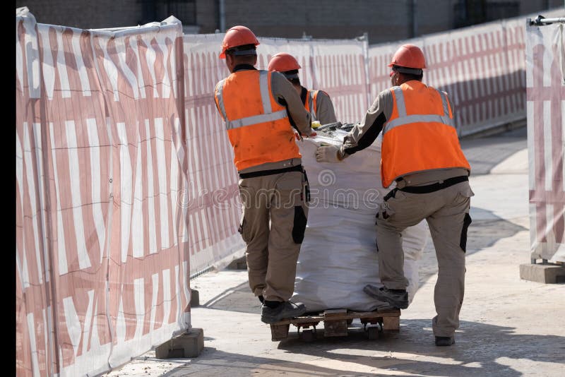 Builders Take Out Construction Waste in a Big Bag on a Loader Editorial ...