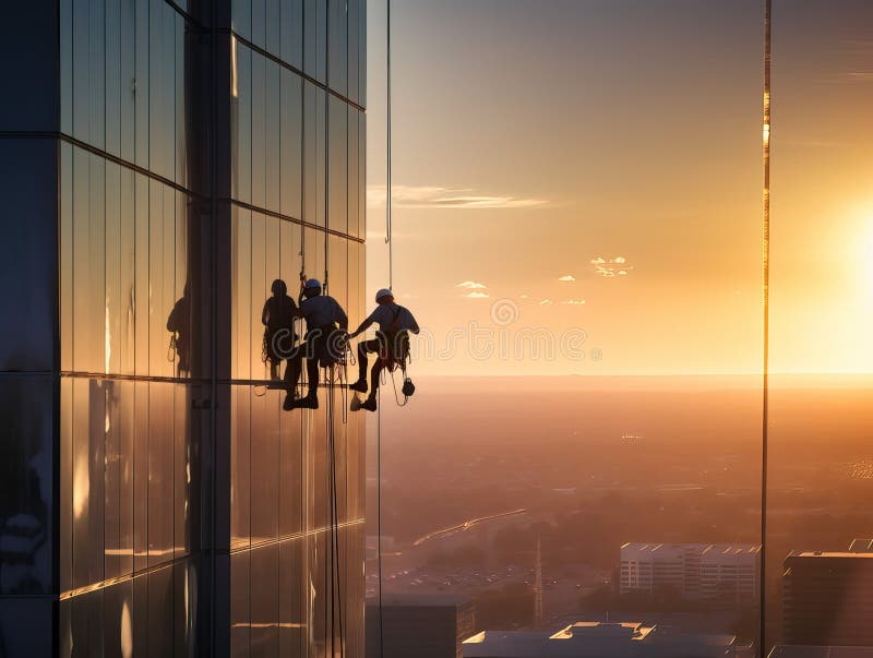 Builders of the Tallest Building in Kiev on High-altitude Works Stock ...