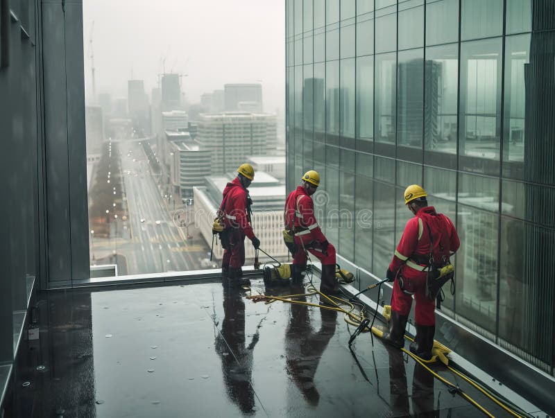 Builders of the Tallest Building in Kiev on High-altitude Works Stock ...