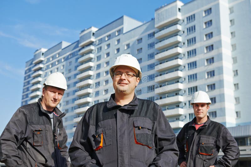 Builders Team at Construction Site Stock Photo - Image of project ...