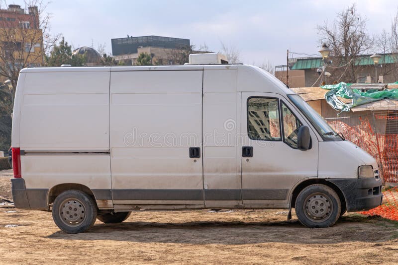 Builders Van stock image. Image of workers, city, side - 224836113