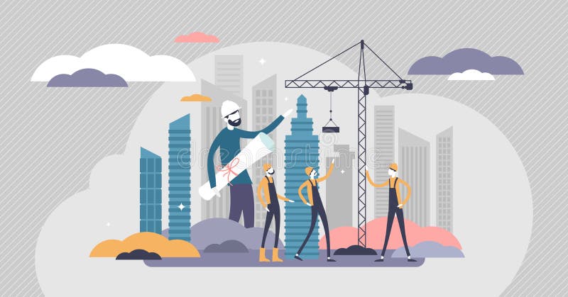 Builders Vector Illustration. House Construction Flat Tiny Persons ...