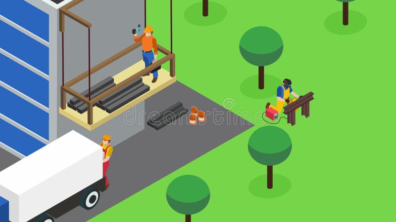 Builders Work at Construction Site Video Animation Footage Stock Video ...