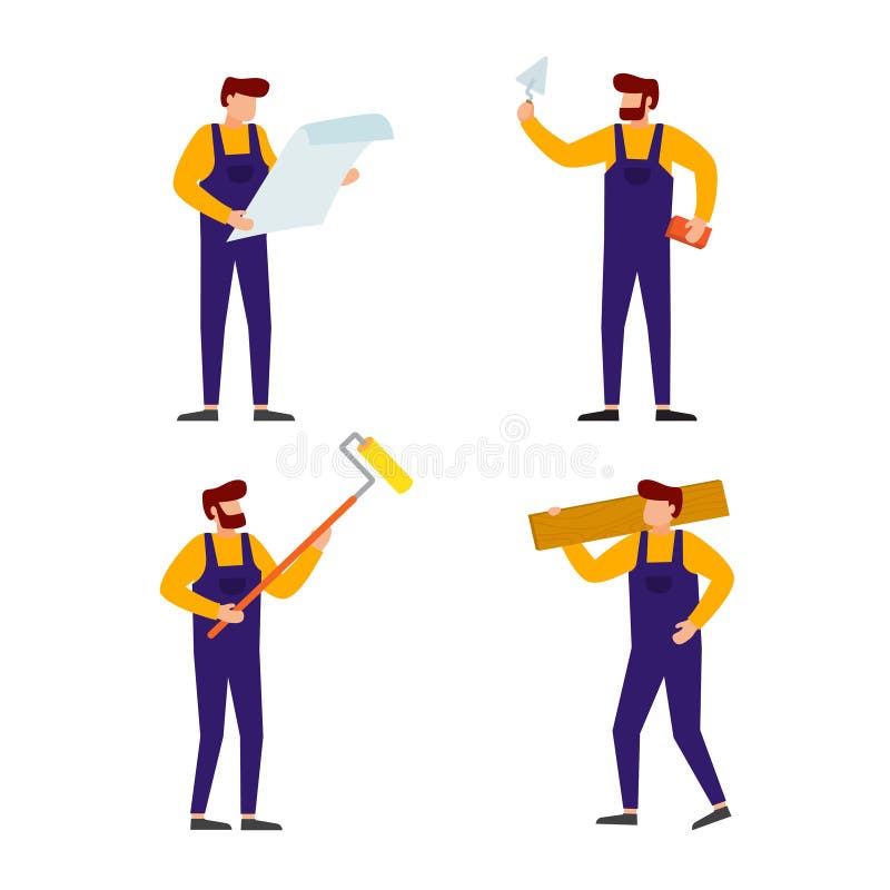 Engineers at Work with Hardhats Stock Vector - Illustration of ...
