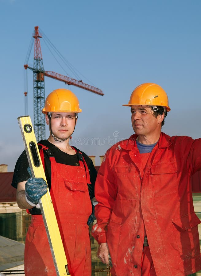 Builders Workers at Construction Stock Image - Image of hardhat, couple ...